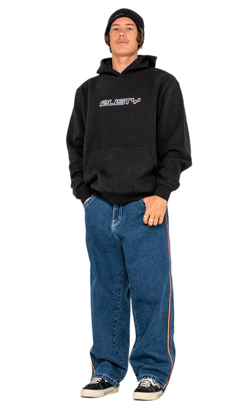 Rusty Flip Daddy Mens Hooded Fleece Black